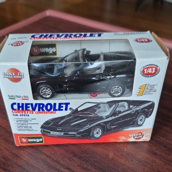burago | Toys | Burago 43 Scale Corvette Convertible Toy Car Black New ...
